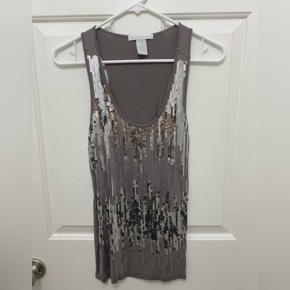 Tops | Sparkling Sequin Grey Silver Tank Top | Poshmark